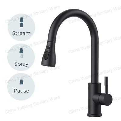 China Pull Out Kitchen Faucet Made from 304 Stainless Steel Featuring 35mm Ceramic Cartridge and Two Flexible Stainless Steel Hoses for sale