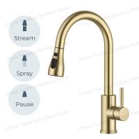 China Pull Out Kitchen Faucet Made from 304 Stainless Steel Featuring 35mm Ceramic Cartridge and Two Flexible Stainless Steel Hoses for sale