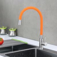 China SUS304 Stainless Steel Faucet Featuring 35mm Ceramic Cartridge and Two Flexible Hoses with Brushed Surface for Kitchen Sink for sale