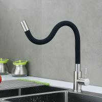 China SUS304 Stainless Steel Faucet Featuring 35mm Ceramic Cartridge and Two Flexible Hoses with Brushed Surface for Kitchen Sink for sale