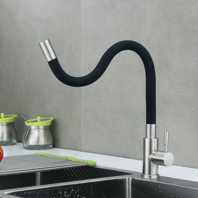 China SUS304 Stainless Steel Faucet Featuring 35mm Ceramic Cartridge and Two Flexible Hoses with Brushed Surface for Kitchen Sink for sale