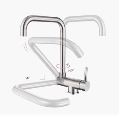 China SUS304 Stainless Steel Faucet with Full Set Construction and 35mm Ceramic Cartridge Includes Two Stainless Steel Flexible Hoses for sale