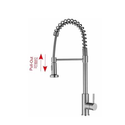 China Pull-out Kitchen Faucet Featuring 304 Stainless Steel and 35mm Ceramic Cartridge with Brushed Surface Finish for Longevity for sale