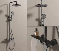 China Shower Set Bathroom Mixer with Brass Body Zinc Handle and SU304 Shower Bar Chrome Black Gunmetal and Gold Finish Options for sale