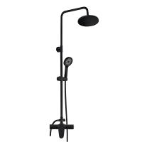 China Bathroom Shower Set Mixer Faucet with Brass Body Zinc Handle and SU304 Shower Bar Chrome Black Finish Options for sale