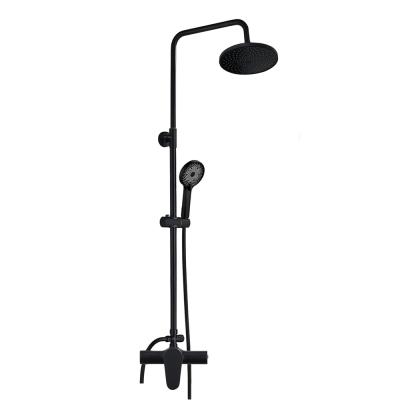 China Bathroom Shower Set Mixer Faucet with Brass Body Zinc Handle and SU304 Shower Bar Chrome Black Finish Options for sale