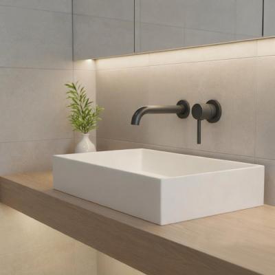 China Wall-mounted Basin Faucet with Brass Body and 35mm Ceramic Cartridge Suitable for Washbasin Chrome Matte Black Gunmetal Grey Finishes for sale
