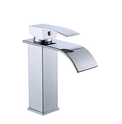 China Waterfall Mixer Tap SUS304 + Brass Faucet with 25mm Ceramic Cartridge and Two Stainless Steel Flexible Hoses for Washbasin Applications for sale