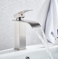 China Waterfall Mixer Tap SUS304 + Brass Faucet with 25mm Ceramic Cartridge and Two Stainless Steel Flexible Hoses for Washbasin Applications for sale