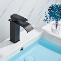China Waterfall Mixer Tap SUS304 + Brass Faucet with 25mm Ceramic Cartridge and Two Stainless Steel Flexible Hoses for Washbasin Applications for sale