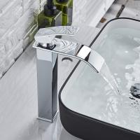 China Waterfall Mixer Tap SUS304 + Brass Faucet with 25mm Ceramic Cartridge and Two Stainless Steel Flexible Hoses for Washbasin Applications for sale