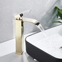 China Waterfall Mixer Tap SUS304 + Brass Faucet with 25mm Ceramic Cartridge and Two Stainless Steel Flexible Hoses for Washbasin Applications for sale