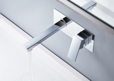 China Wall-mounted Basin Faucet with Brass Body and 35mm Ceramic Cartridge Suitable for Washbasin Chrome Matte Black Finishes for sale