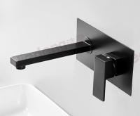 China Wall-mounted Basin Faucet with Brass Body and 35mm Ceramic Cartridge Suitable for Washbasin Chrome Matte Black Finishes for sale