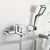 China Bathtub & Shower Mixer Faucet Ceramic Cartridge Wall Mounted Installation Fittings with 1.5m SUS304 Shower Hose & Pressurized Hand Shower for sale