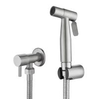 China Handheld Toilet Bidet Sprayer with Brass Valve Stainless Steel Bidet Shower Hygienic Shower Wall Mounted Toilet Bidet Sprayer for sale