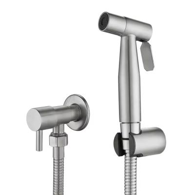 China Handheld Toilet Bidet Sprayer with Brass Valve Stainless Steel Bidet Shower Hygienic Shower Wall Mounted Toilet Bidet Sprayer for sale
