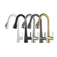 China Pull Out Kitchen Faucet Made from 304 Stainless Steel Featuring 35mm Ceramic Cartridge with 3 Function Spray Head and Two Flexible Stainless Steel Hoses for sale