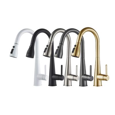 China Pull Out Kitchen Faucet Made from 304 Stainless Steel Featuring 35mm Ceramic Cartridge with 3 Function Spray Head and Two Flexible Stainless Steel Hoses for sale