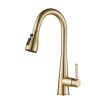 China Pull Out Kitchen Faucet Made from 304 Stainless Steel Featuring 35mm Ceramic Cartridge with 3 Function Spray Head and Two Flexible Stainless Steel Hoses for sale