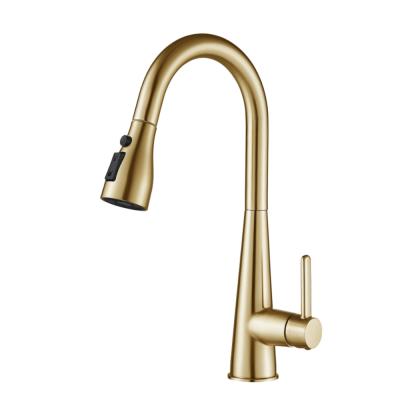 China Pull Out Kitchen Faucet Made from 304 Stainless Steel Featuring 35mm Ceramic Cartridge with 3 Function Spray Head and Two Flexible Stainless Steel Hoses for sale