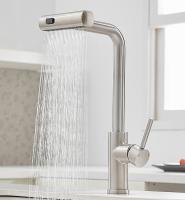 China Oersitor Kitchen Faucets Gray Pull Out Rotation Waterfall Stream Sprayer Head Sink Mixer Matte Black SS Brushed Water Tap Accessories for sale