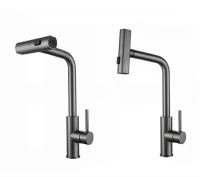 China Oersitor Kitchen Faucets Gray Pull Out Rotation Waterfall Stream Sprayer Head Sink Mixer Matte Black SS Brushed Water Tap Accessories for sale
