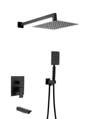 China Oersitor Wall-mounted Shower Set Bathroom Mixer with Brass Body Zinc Handle and SU304 Shower Head Chrome Black Finish Options (X16B black) for sale