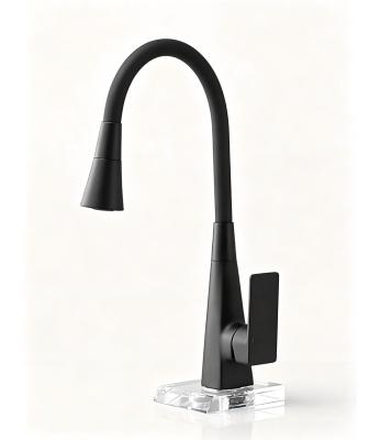 China Brass Kitchen Sink Faucet 2 Modes Flexible Pipe Hot Cold Water Mixer Tap Single Handle Free Rotation Crane (S69 black) for sale