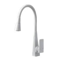 China Brass Kitchen Sink Faucet 2 Modes Flexible Pipe Hot Cold Water Mixer Tap Single Handle Free Rotation Crane (S69 white) for sale