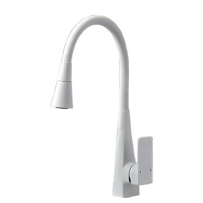 China Brass Kitchen Sink Faucet 2 Modes Flexible Pipe Hot Cold Water Mixer Tap Single Handle Free Rotation Crane (S69 white) for sale