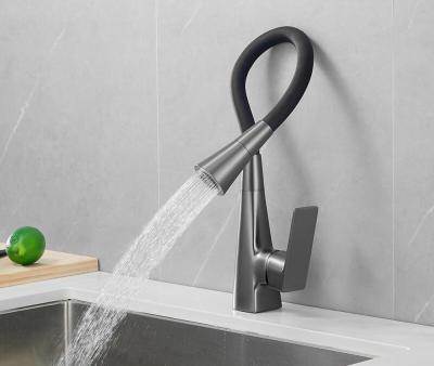 China Brass Kitchen Sink Faucet 2 Modes Flexible Pipe Hot Cold Water Mixer Tap Single Handle Free Rotation Crane (S69 gunmetal) for sale