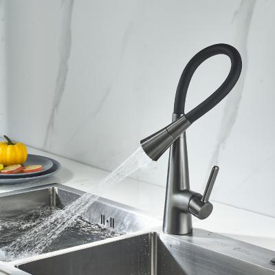 China Oersitor Kitchen Sink Faucet 4 Modes Flexible Pipe Hot Cold Water Mixer Taps Single Handle Free Rotation Crane (S70 gunmetal grey) for sale