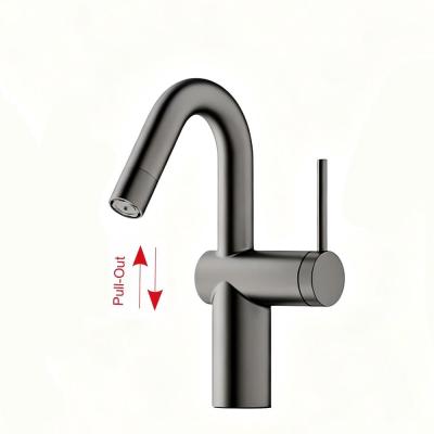 China Oersitor Single-Handle Brass Kitchen Faucet Sense Faucet with Pull Out Sprayer Mixer Water Tap for Kitchen Sink (S72 gunmetal grey) for sale
