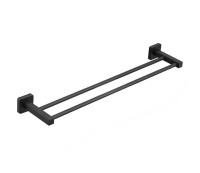 China Oersitor Wall-Mounted Double Towel Bar SUS304 Stainless Steel Brushed Black Simple Elegant Bathroom Towel Racks (9802 matte black) for sale