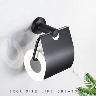China Oersitor Black/Brushed Gold Stainless Steel Toilet Paper Holder Wall Mounted Bathroom Tissue Roll Dispenser Rack with Protective Cover (8805 matte black) for sale