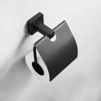 China Oersitor Black/Brushed Gold Stainless Steel Toilet Paper Holder Wall Mounted Bathroom Tissue Roll Dispenser Rack with Protective Cover (9805 matte black) for sale