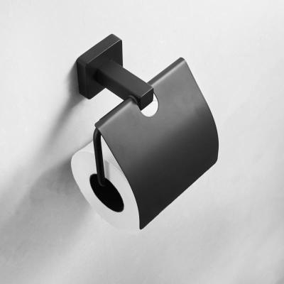 China Oersitor Black/Brushed Gold Stainless Steel Toilet Paper Holder Wall Mounted Bathroom Tissue Roll Dispenser Rack with Protective Cover (9805 matte black) for sale
