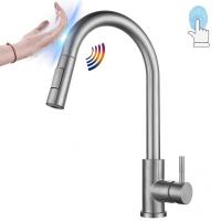 China Oersitor Kitchen Faucet Pull Out SS Brushed Sensor Stainless Steel Black Smart Induction Mixed Tap Touch Control Sink Tap (SS60 ss brushed) for sale