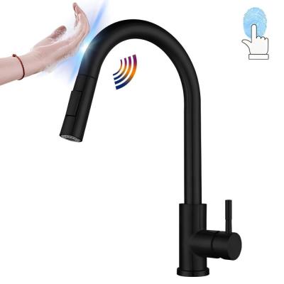 China Oersitor Kitchen Faucet Pull Out SS Brushed Sensor Stainless Steel Black Smart Induction Mixed Tap Touch Control Sink Tap (SS60 matte black) for sale