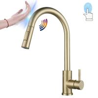 China Oersitor Kitchen Faucet Pull Out SS Brushed Sensor Stainless Steel Black Smart Induction Mixed Tap Touch Control Sink Tap (SS60 brush gold) for sale