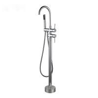 China Oersitor Luxury Brass Bathroom Faucet Floor Free Standing Faucet with Simple 2 Handle Hot and Cold Bathtub and Dual-Mode Faucet (FSB03 chrome) for sale