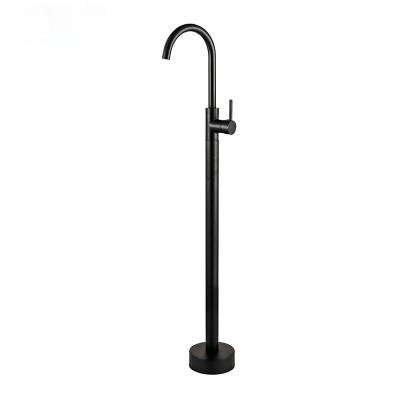 China Oersitor Luxury Brass Bathroom Faucet Floor Free Standing Faucet with Simple 1 Handle Hot and Cold Bathtub Mixer Faucet (FSB01 matte black) for sale