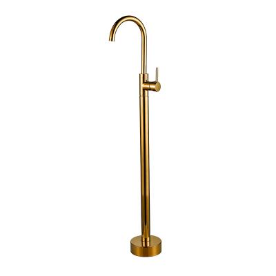 China Oersitor Luxury Brass Bathroom Faucet Floor Free Standing Faucet with Simple 1 Handle Hot and Cold Bathtub Mixer Faucet (FSB01 gold) for sale