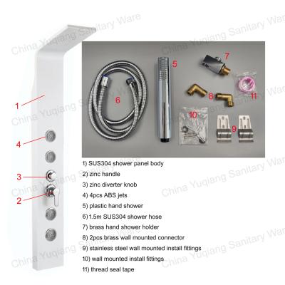 China Modern Stainless Steel Bathroom Shower Set 304 Rainfall Showerhead Handheld Spray Brushed Matte Black/White Surface Shower Panel (YQ-2021B matte white) for sale