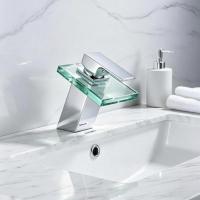 China Oersitor Bathroom Faucets Household Wash Basin Sink Taps Colorful Glass Waterfall Faucet Single Lever Mixer Tap Deck Mounted (B1 chrome) for sale