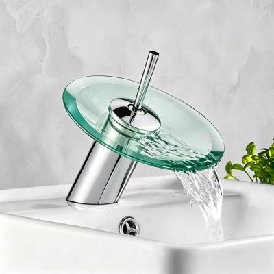 China Oersitor Bathroom Faucets Household Wash Basin Sink Taps Colorful Glass Waterfall Faucet Single Lever Mixer Tap Deck Mounted (B53 chrome) for sale