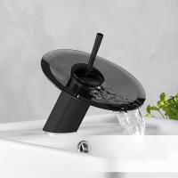 China Oersitor Bathroom Faucets Household Wash Basin Sink Taps Colorful Glass Waterfall Faucet Single Lever Mixer Tap Deck Mounted (B53 black) for sale