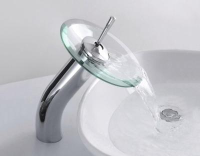 China Oersitor Bathroom Faucets Household Wash Basin Sink Taps Colorful Glass Waterfall Faucet Single Lever Mixer Tap Deck Mounted (B53H chrome) for sale