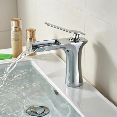 China Oersitor Waterfall Sink Faucet Chrome Single Handle Single Hole Mixer Bathroom Taps Widespread Brass Basin Faucets (B62 chrome) for sale